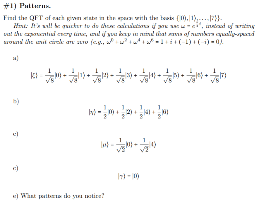 Solved QFT stands for Quantum Fourier Transform. ω is used | Chegg.com
