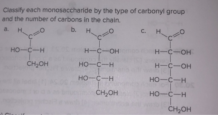 Solved Classify each monosaccharide by the type of carbonyl | Chegg.com