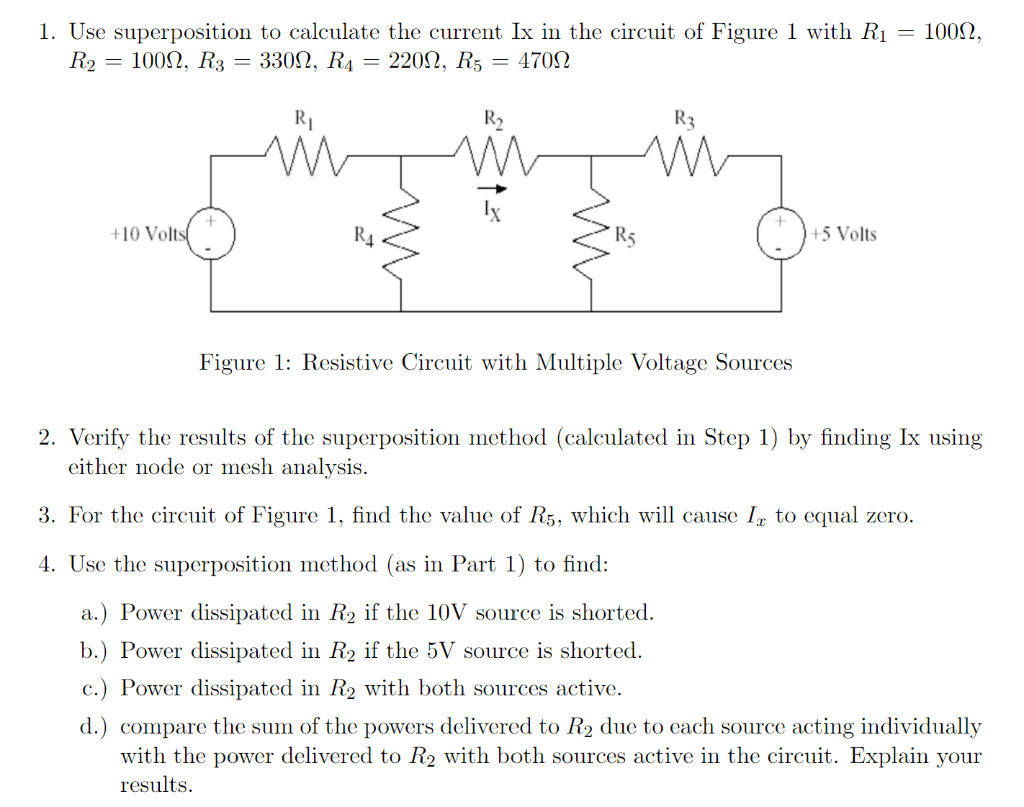 Solved 100Ω, 1. Use superposition to calculate the current | Chegg.com