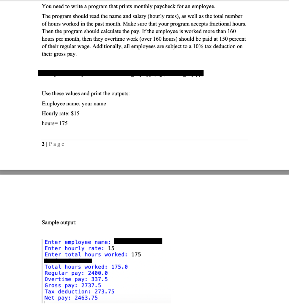 Solved You need to write a program that prints monthly | Chegg.com