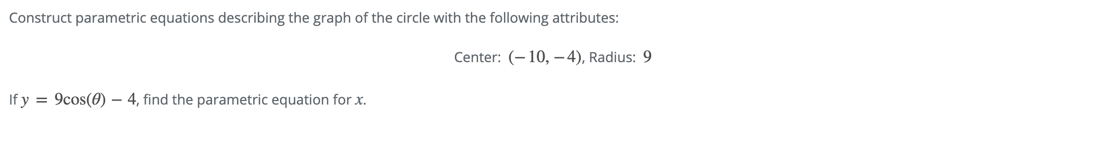 Solved Construct parametric equations describing the graph | Chegg.com