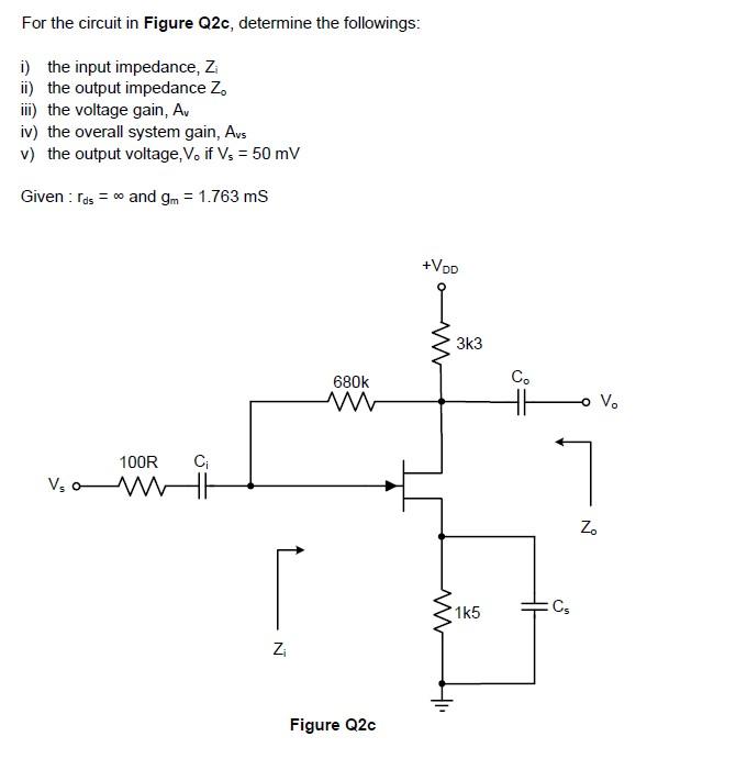 Solved For the circuit in Figure Q2c, determine the | Chegg.com