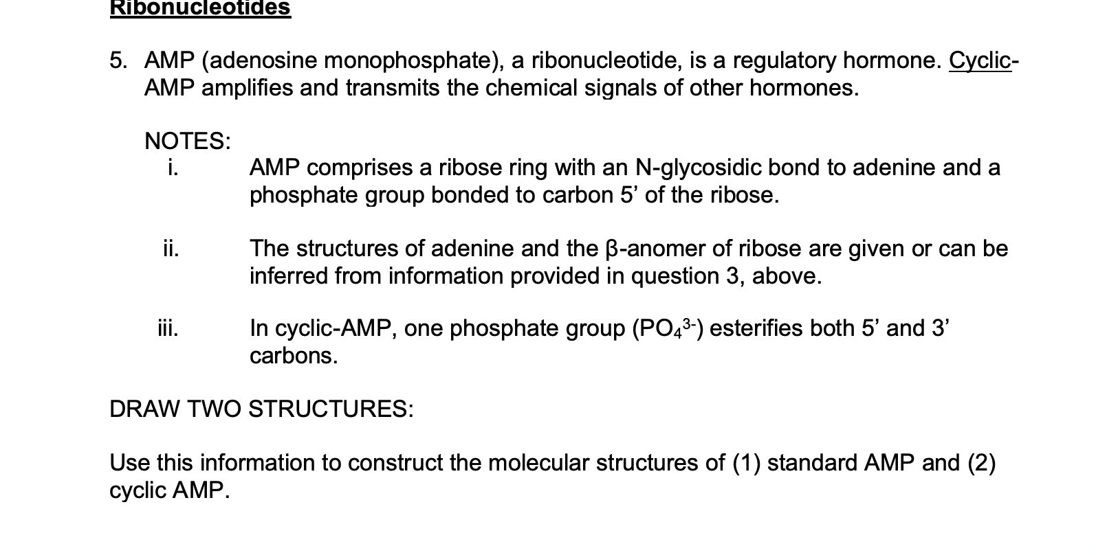 Solved Ribonucleotides 5. AMP (adenosine monophosphate), a | Chegg.com