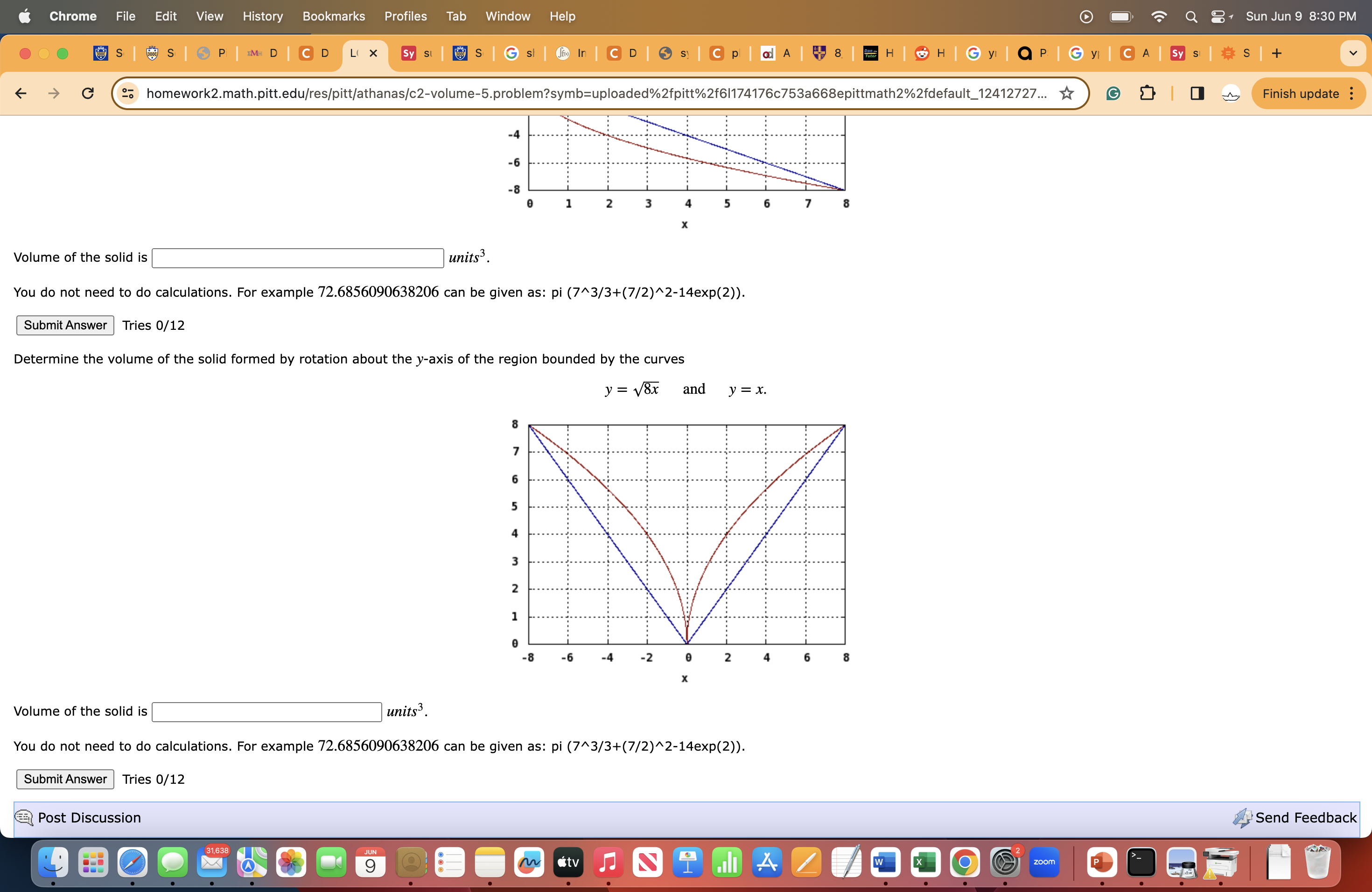 Solved Determine the volume of the solid formed by rotation | Chegg.com