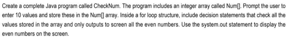 Solved Create a complete Java program called CheckNum. The | Chegg.com