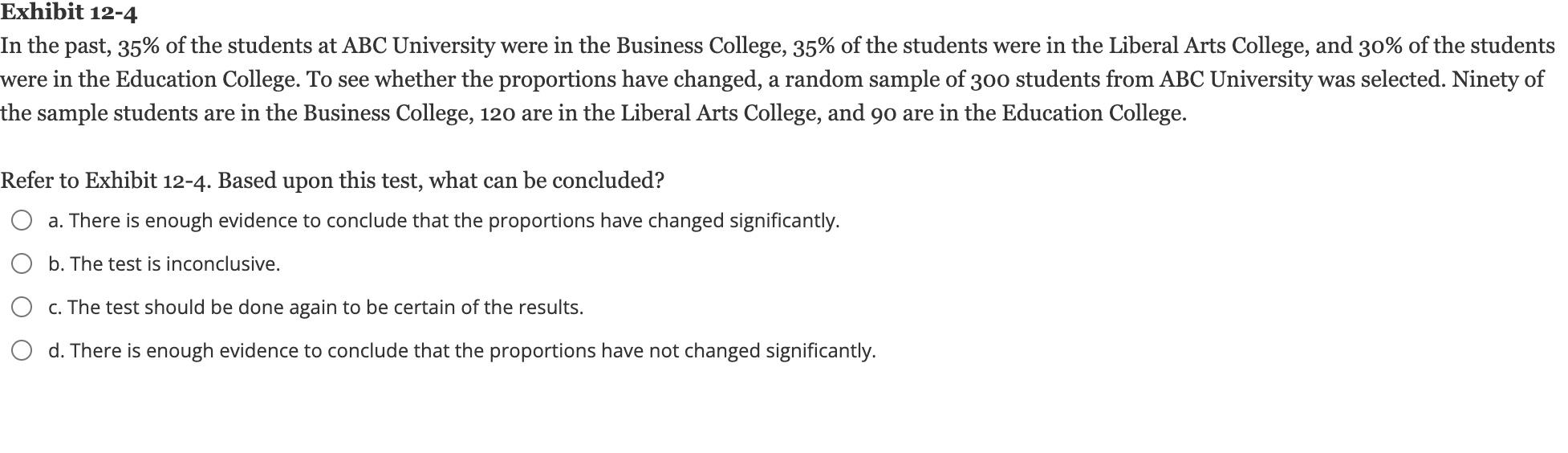 Solved In the past, 35% of the students at ABC University | Chegg.com