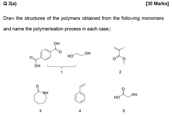 Solved Draw the structures of the polymers obtained from the | Chegg.com