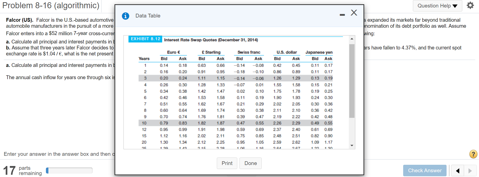 Problem 8-16 (algorithmic) Question Help Falcor (US). | Chegg.com