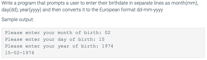 Solved Write A Program That Prompts A User To Enter Their