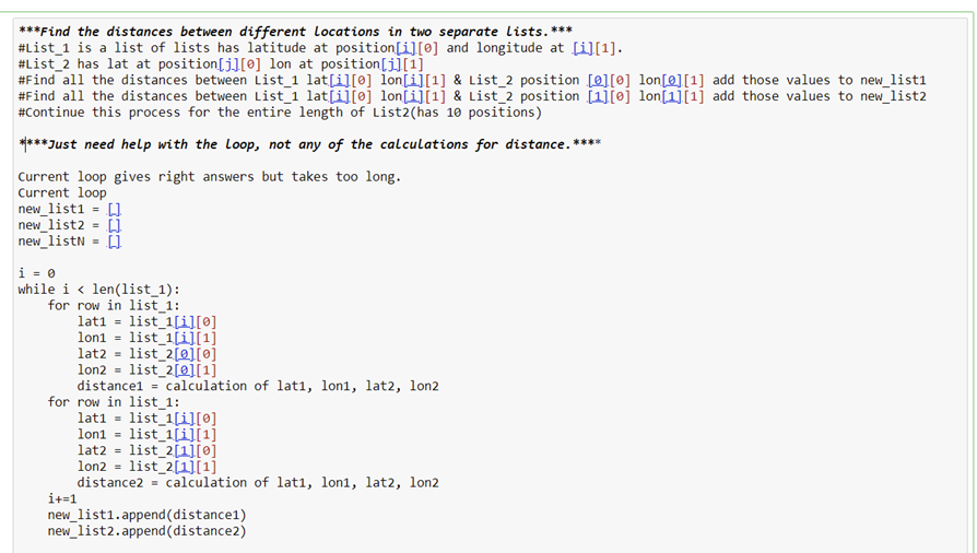 Solved ***Find the distances between different locations in | Chegg.com