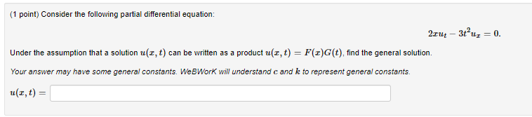 Solved (1 point) Consider the following partial differential | Chegg.com