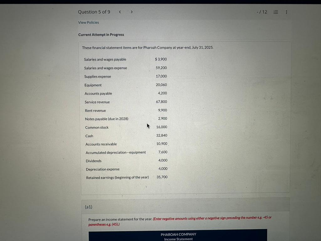 Solved Current Attempt in Progress These financial statement | Chegg.com