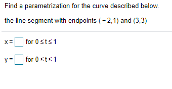 Solved Find a parametrization for the curve described below. | Chegg.com