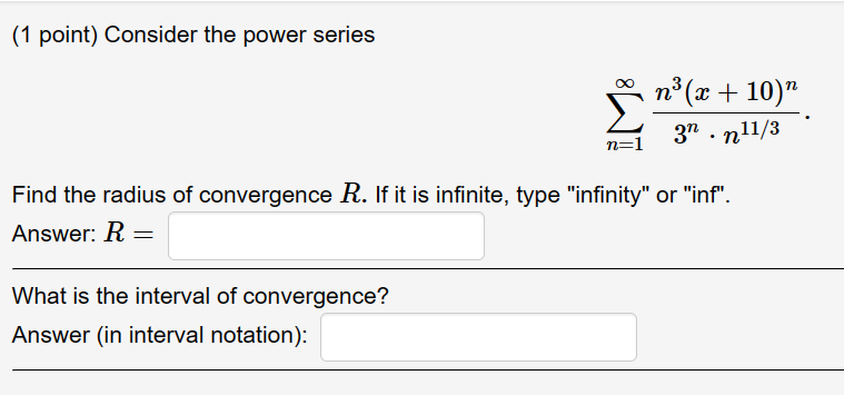 Solved (1 ﻿point) ﻿Consider the power | Chegg.com