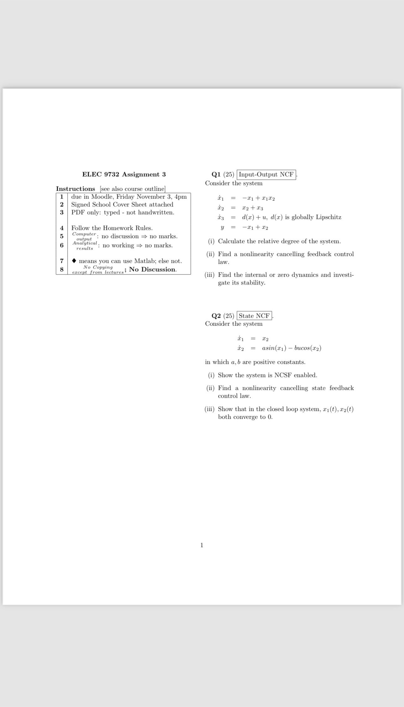 ELEC 9732 ﻿Assignment 3Instructions [see also course | Chegg.com