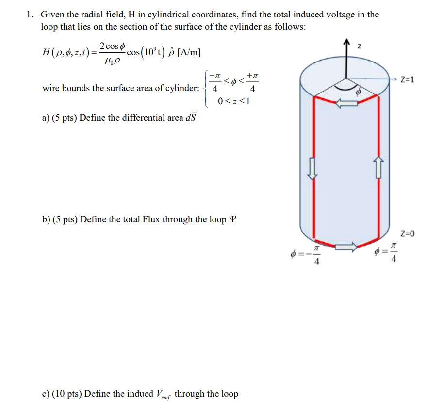 Solved Given the radial field, H in cylindrical coordinates, | Chegg.com