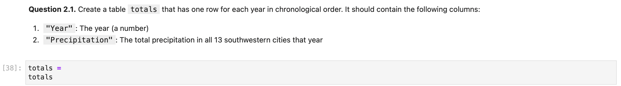Solved Run the cell below to plot the total precipitation in | Chegg.com
