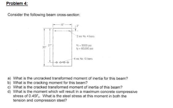 Solved Problem 4: Consider the following beam cross-section: | Chegg.com