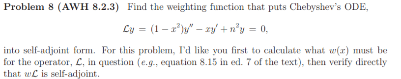Solved Problem 8 (AWH 8.2.3) Find the weighting function | Chegg.com