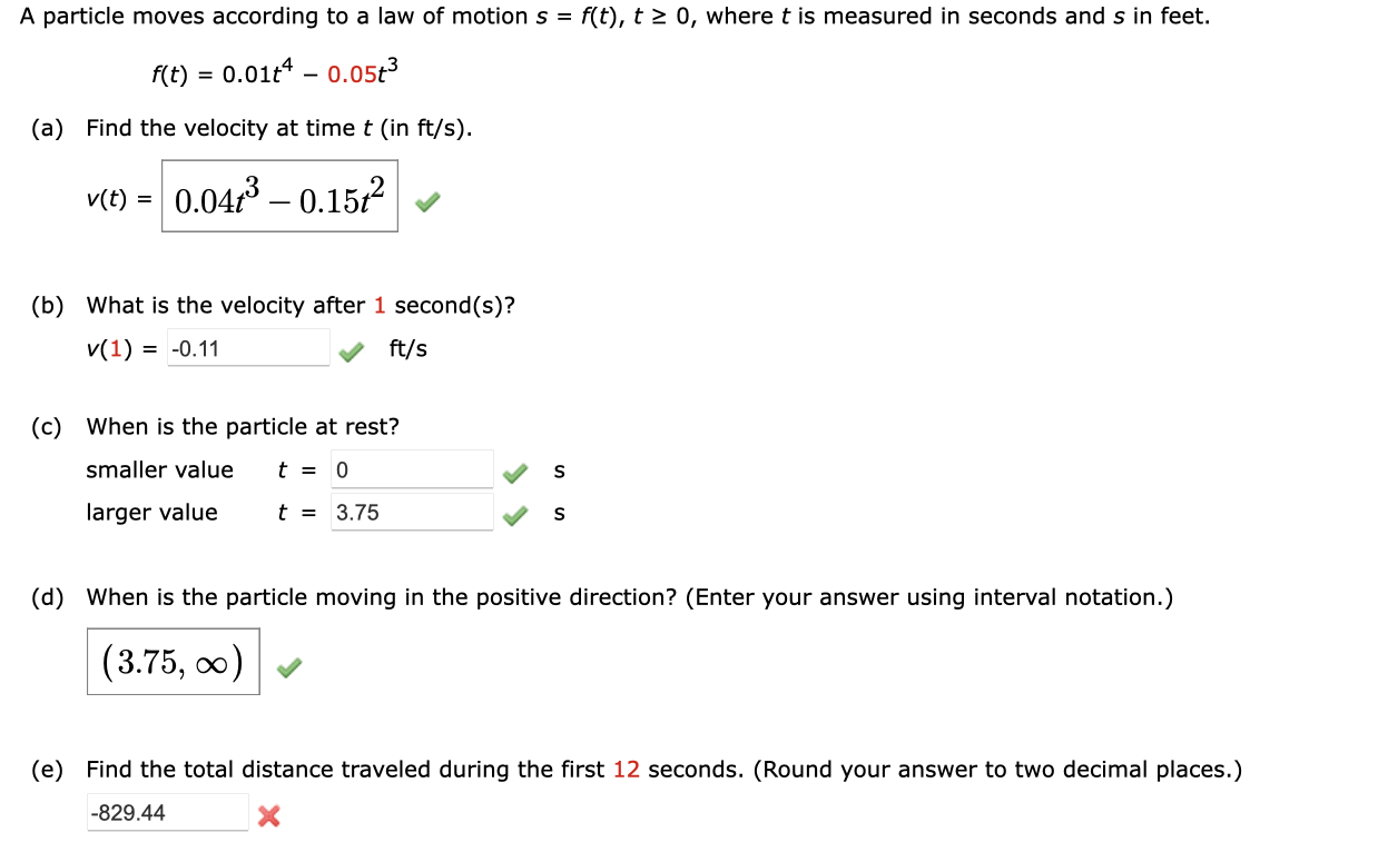 Solved A particle moves according to a law of motion | Chegg.com