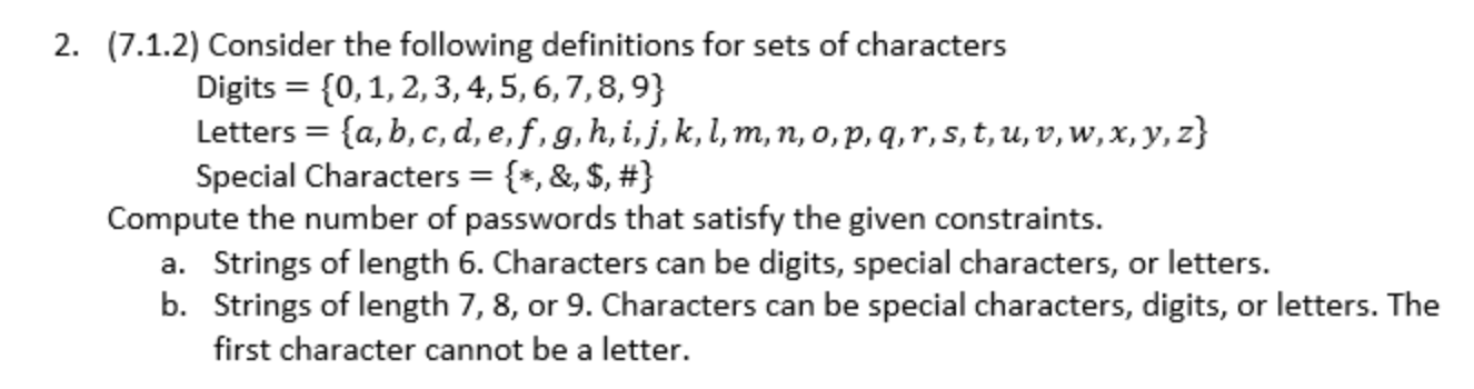 Solved 2. (7.1.2) Consider the following definitions for | Chegg.com