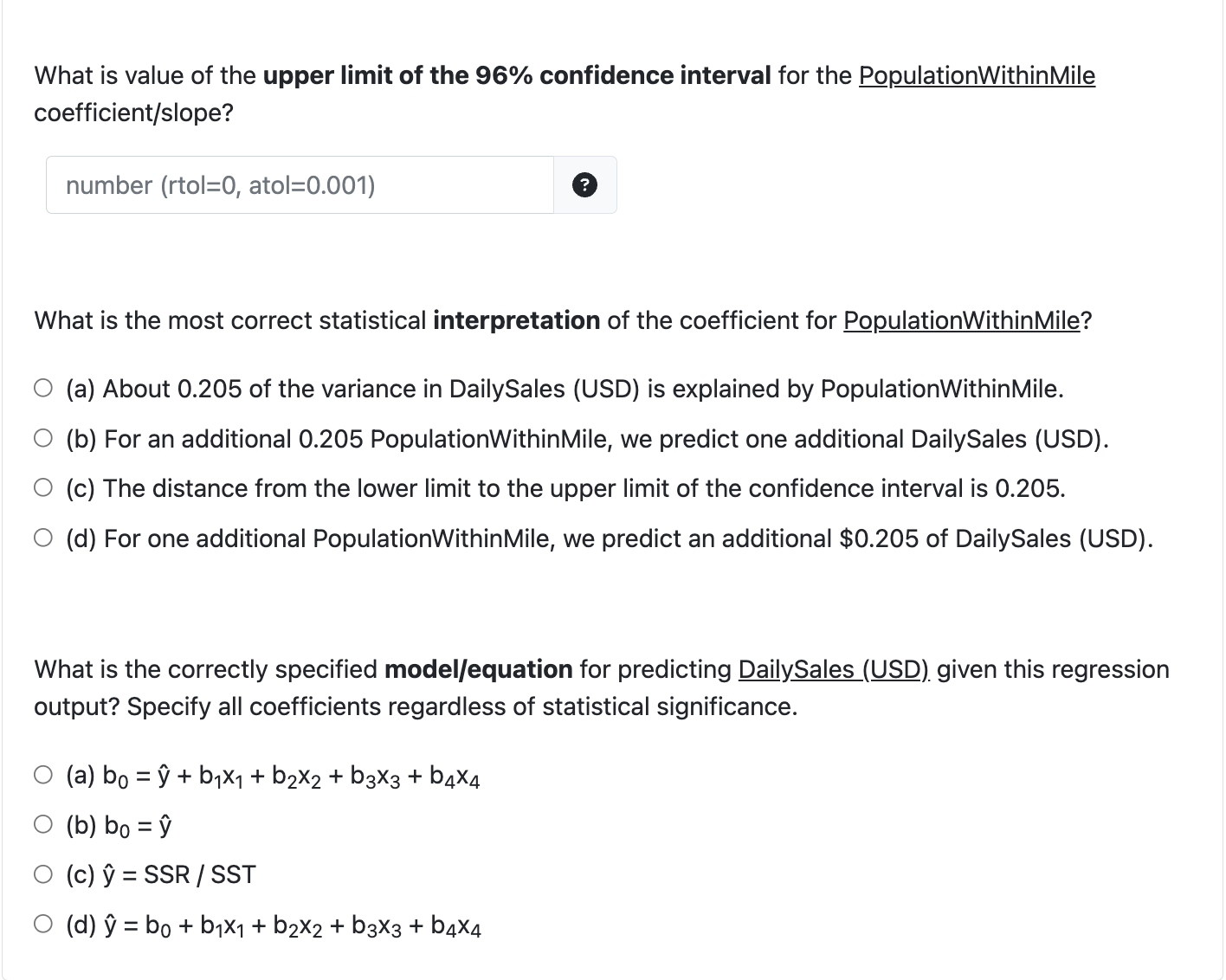 Solved REGRESSION MODEL FIT Determine the number of | Chegg.com