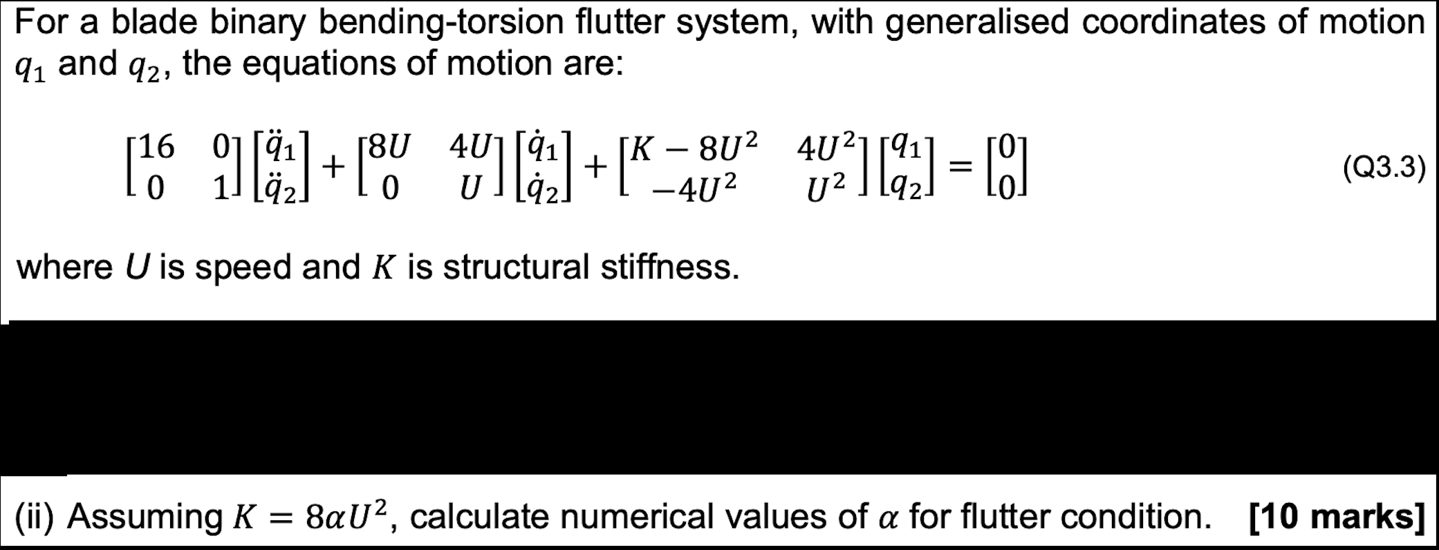 For a blade binary bending-torsion flutter system, | Chegg.com