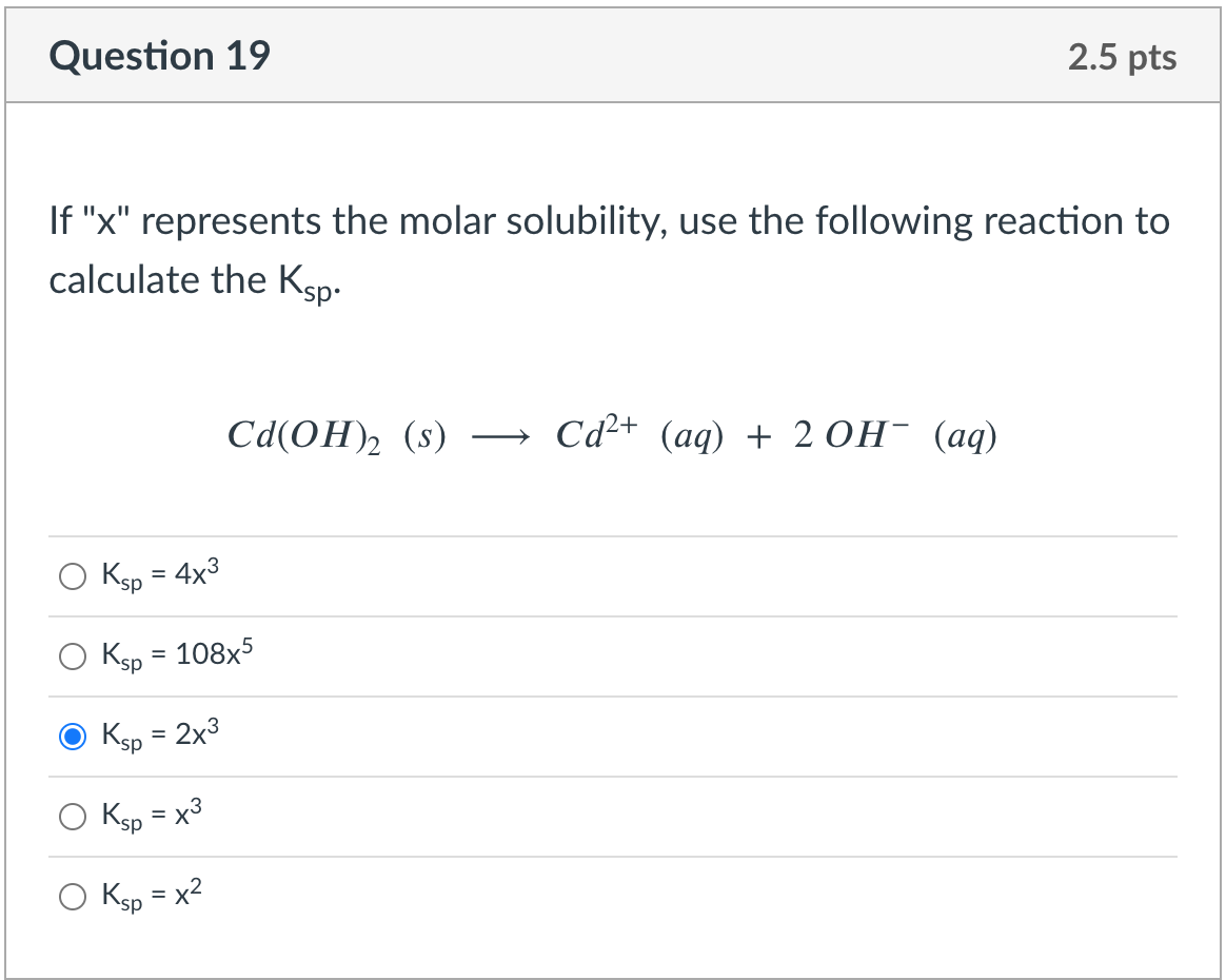 Solved Question 19 2.5 pts If "x" represents the molar | Chegg.com