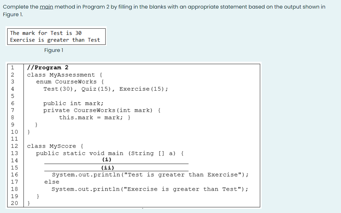 Solved Complete the main method in Program 2 by filling in | Chegg.com