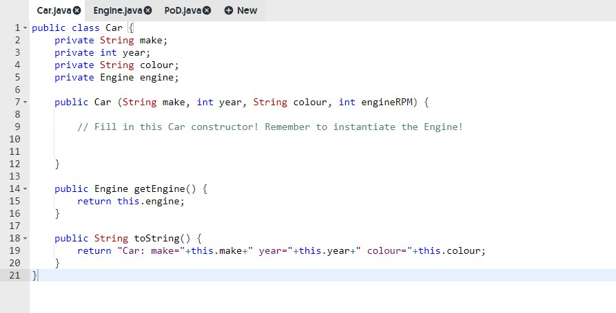 Solved Instructions This PoD is focused on "has-a" | Chegg.com