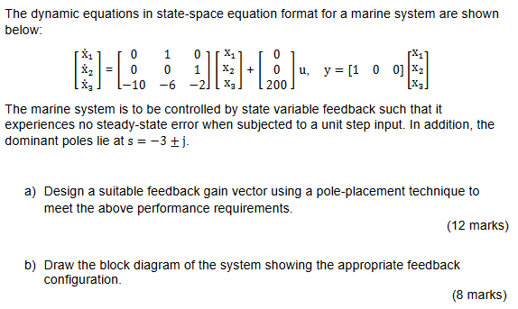 Solved The dynamic equations in state-space equation format | Chegg.com