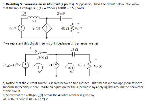 Solved Revisiting Supermeshes in an AC ﻿circuit (2 ﻿points). | Chegg.com