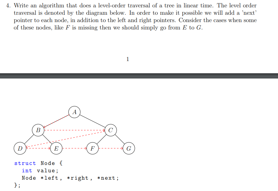 Solved 4. Write an algorithm that does a level-order | Chegg.com
