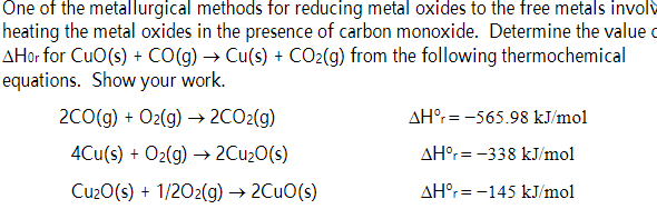 Solved One of the metallurgical methods for reducing metal | Chegg.com