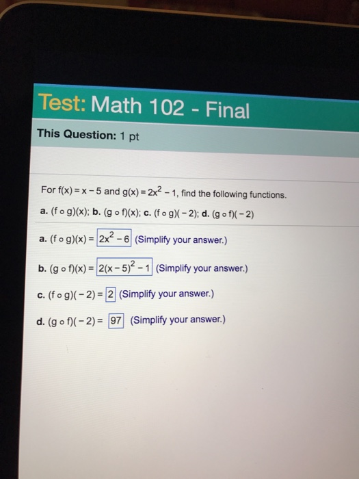 Solved For f(x) = x - 5 and g(x) = 2x^2 - 1, find the | Chegg.com
