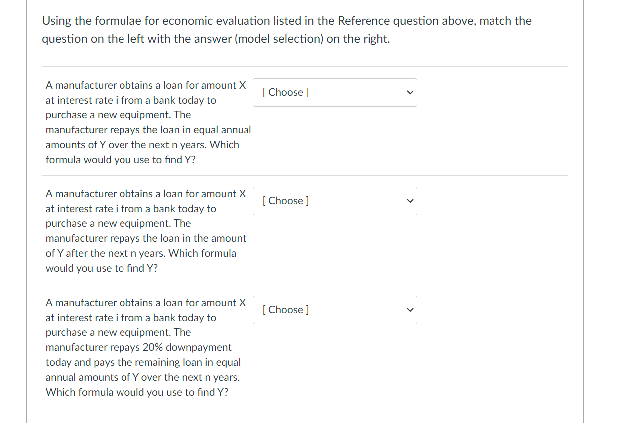 Solved Use the formulae listed below in answering the next | Chegg.com