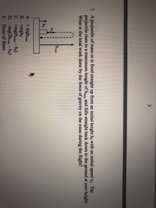Solved A projectile of mass m is fired straight up from an | Chegg.com