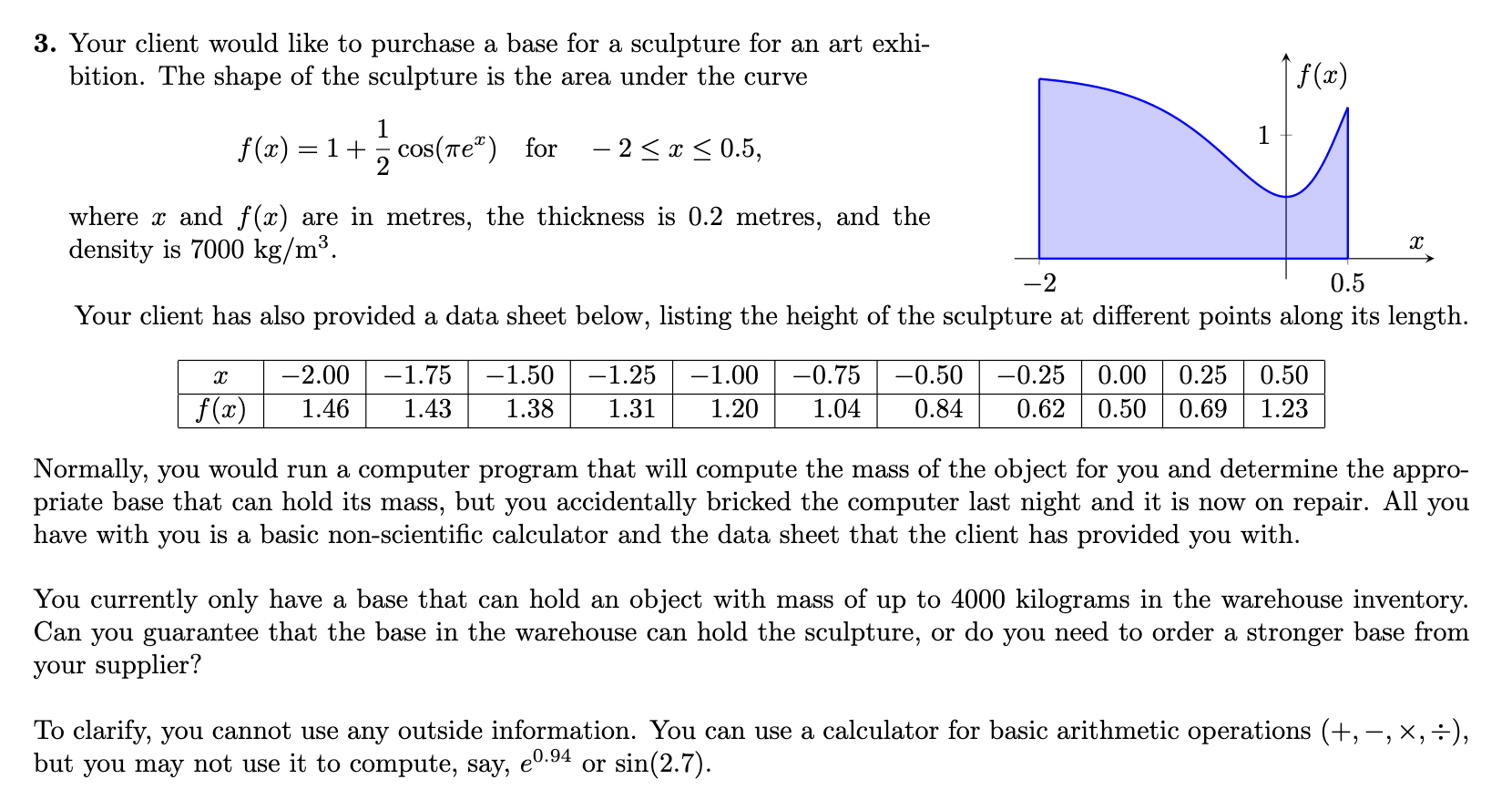 Solved 3. Your client would like to purchase a base for a | Chegg.com