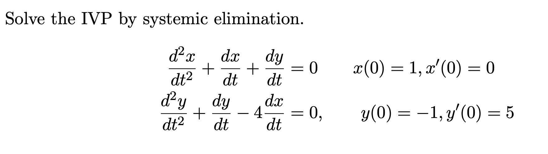Solved Solve the IVP by systemic elimination. | Chegg.com