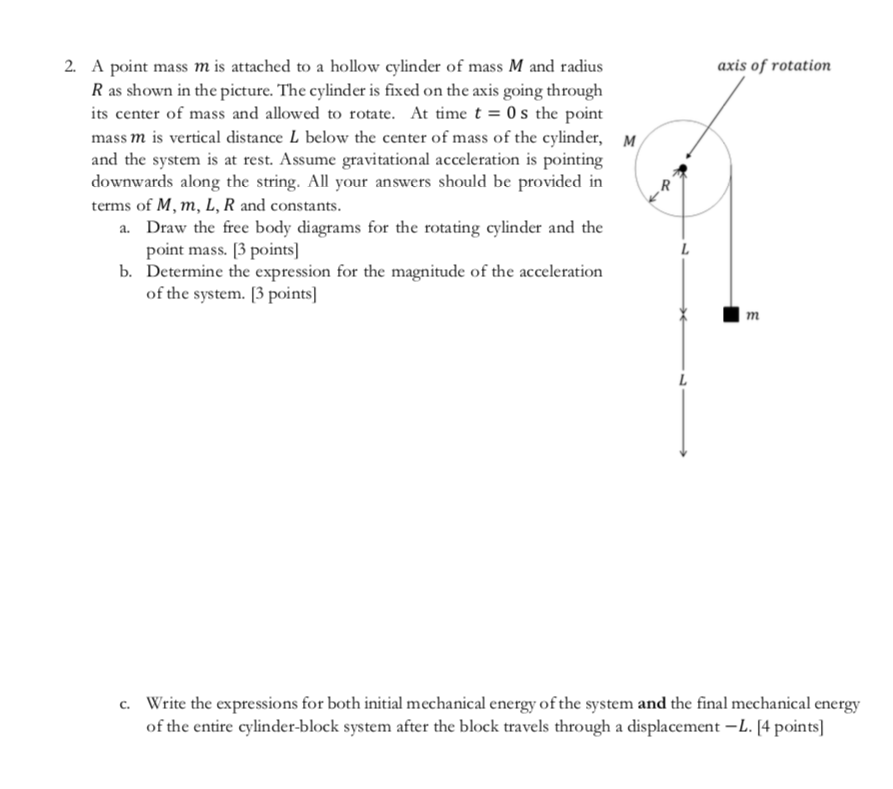 Solved axis of rotation M 2. A point mass m is attached to a | Chegg.com