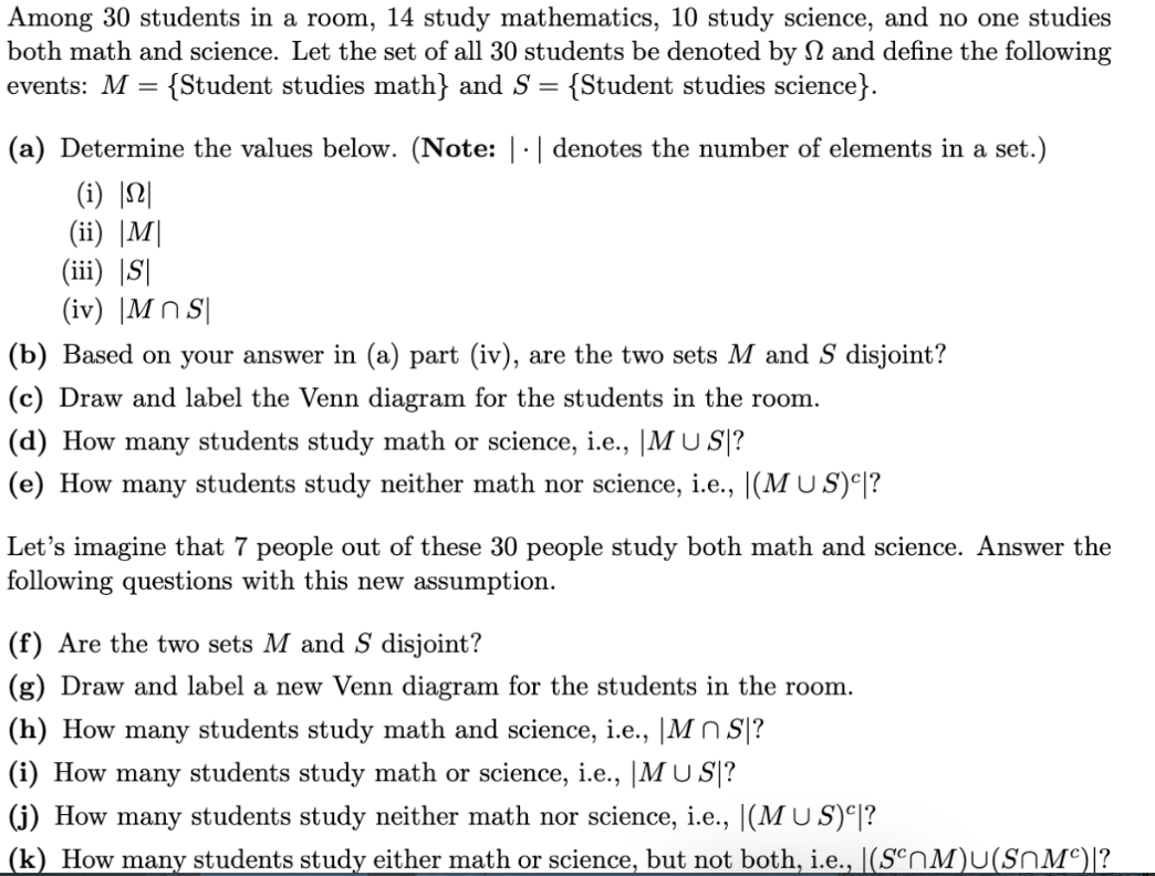 Solved Among 30 ﻿students in a room, 14 ﻿study mathematics, | Chegg.com