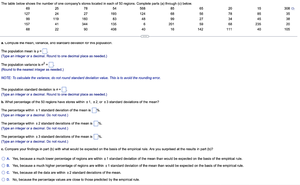 Solved The percentage within ±3 standard deviations of the | Chegg.com