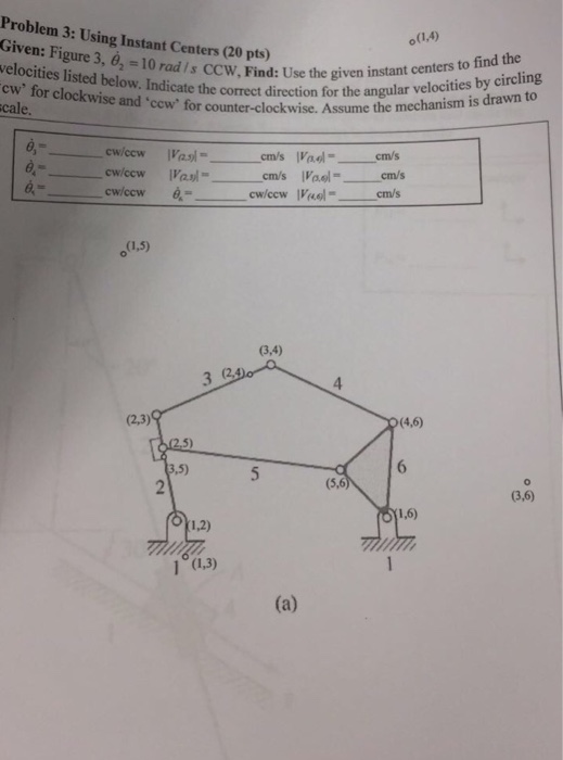 Solved Given: Figure 3, theta_2 = 10 rad/s CCW, Find: Use | Chegg.com