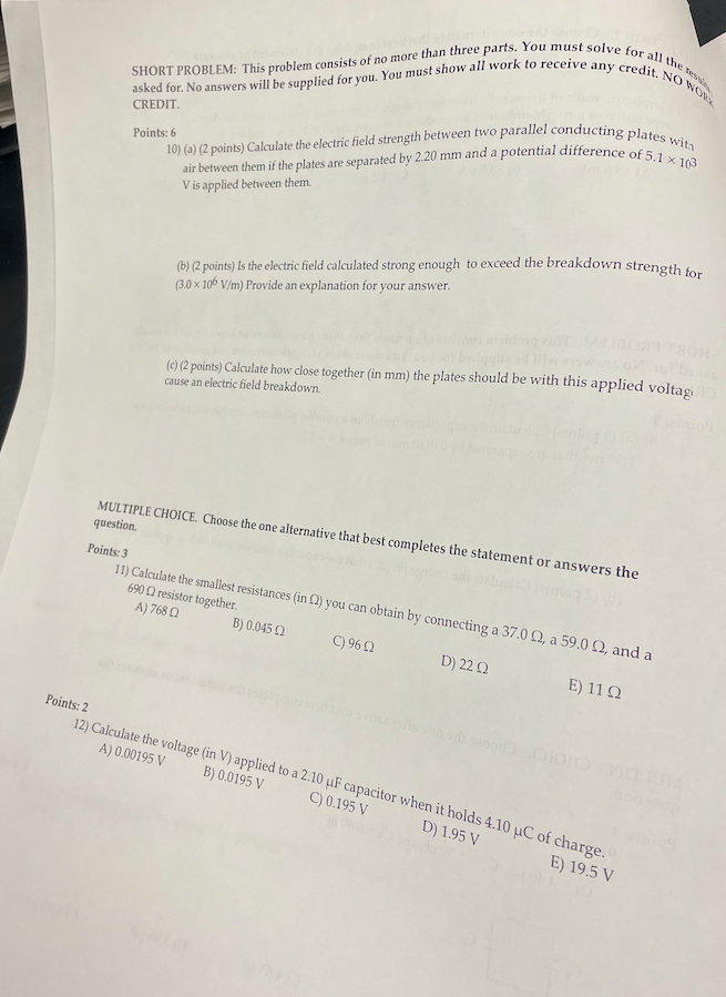 Solved CREDIT. Points: 6 10) (a) (2 points) Calculate the | Chegg.com