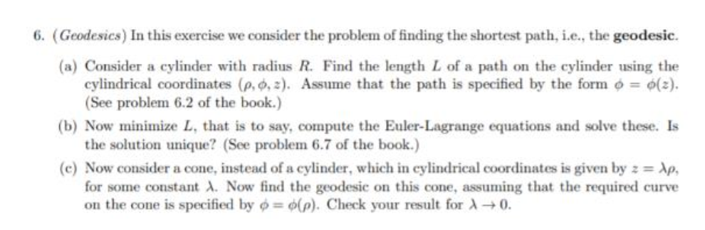Solved 6. (Geodesics) In this exercise we consider the | Chegg.com