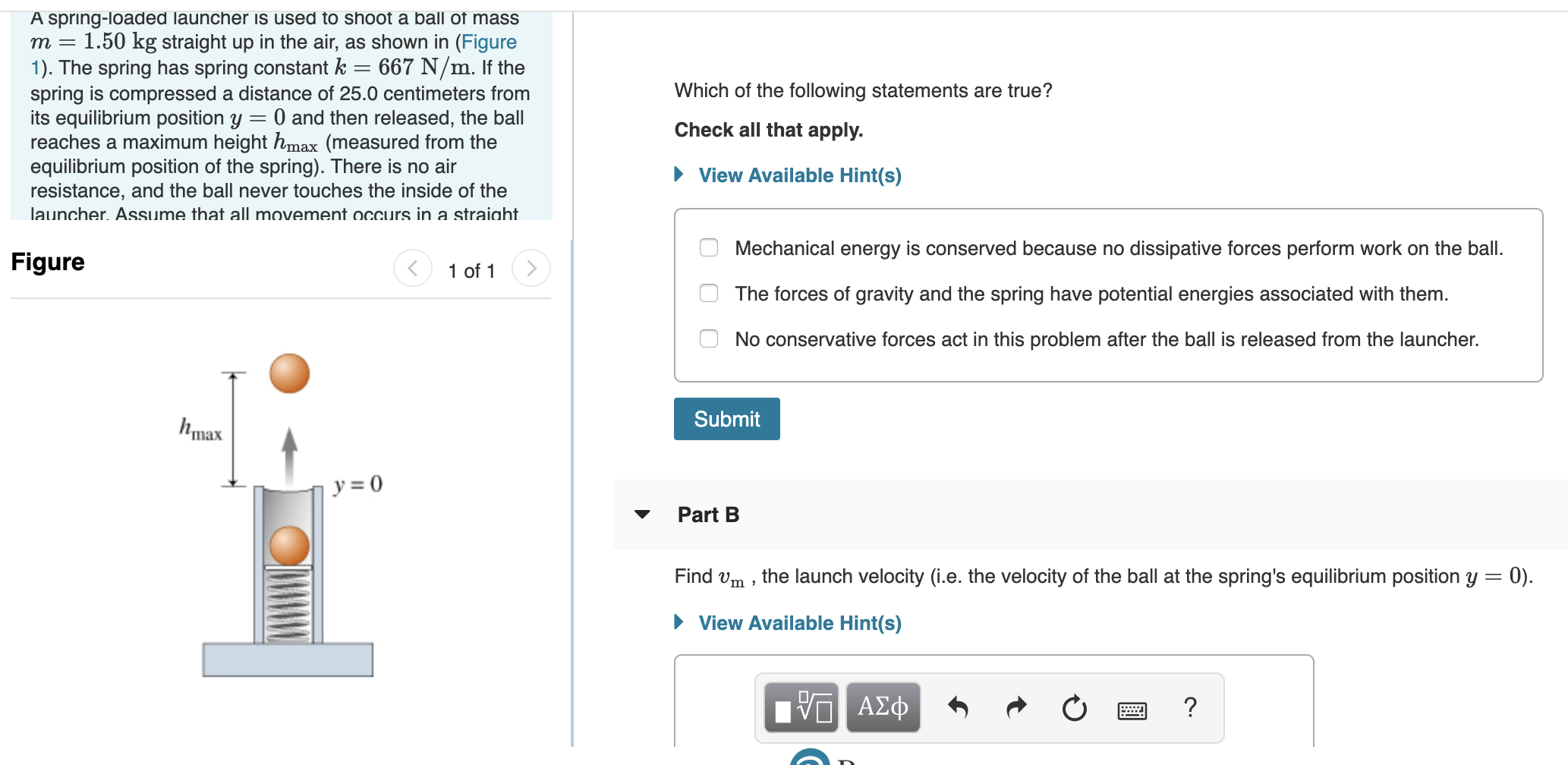 Solved A spring-loaded launcher is used to shoot a ball of | Chegg.com