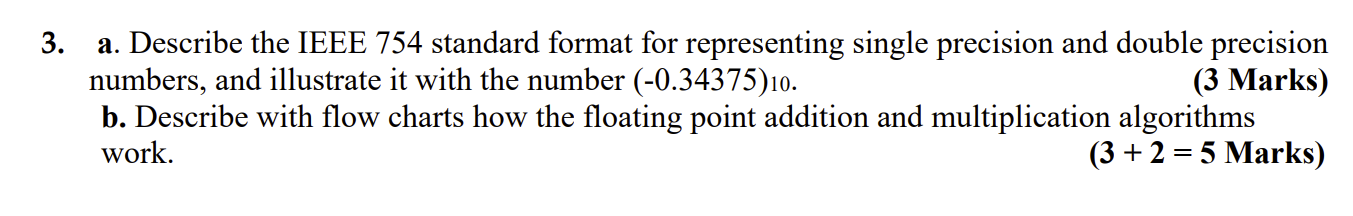 Solved 3. a. Describe the IEEE 754 standard format for | Chegg.com