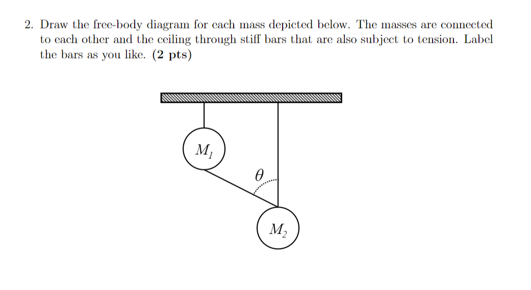 Solved 2. Draw the free-body diagram for each mass depicted | Chegg.com