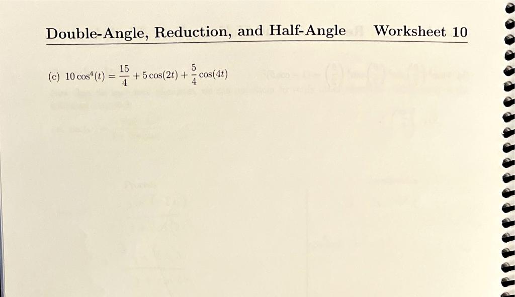 Solved Double-Angle, Reduction, and Half-Angle Worksheet 10 | Chegg.com