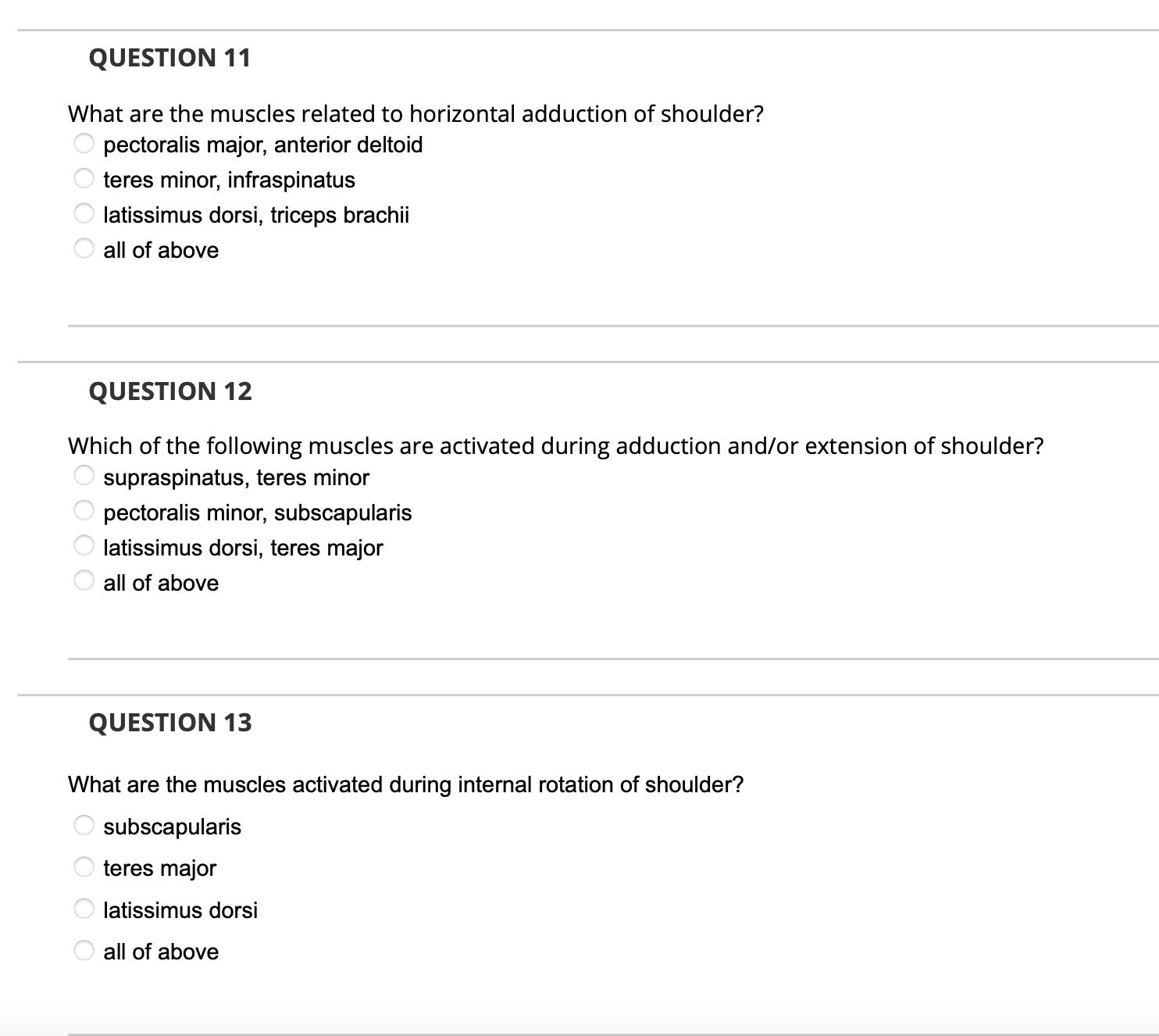 Solved What are the muscles related to horizontal adduction | Chegg.com